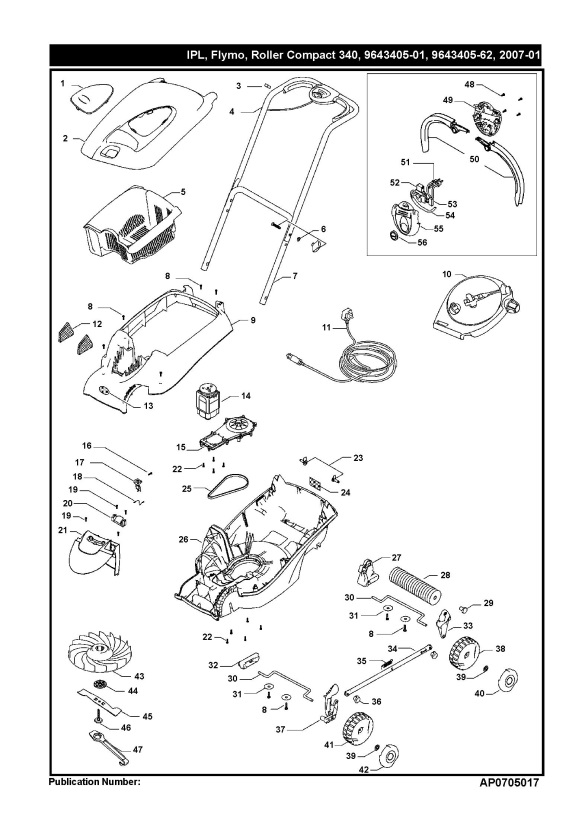 Flymo ROLLER COMPACT 340 (9643405-01) Lawnmower PRODUCT COMPLETE Spare ...