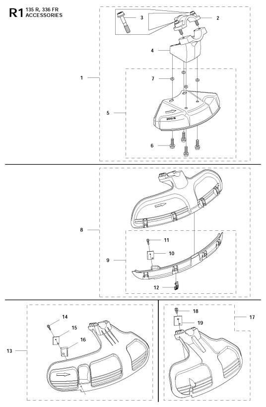 Husqvarna 135 R Trimmer ACCESSORIES Spare Parts Diagram