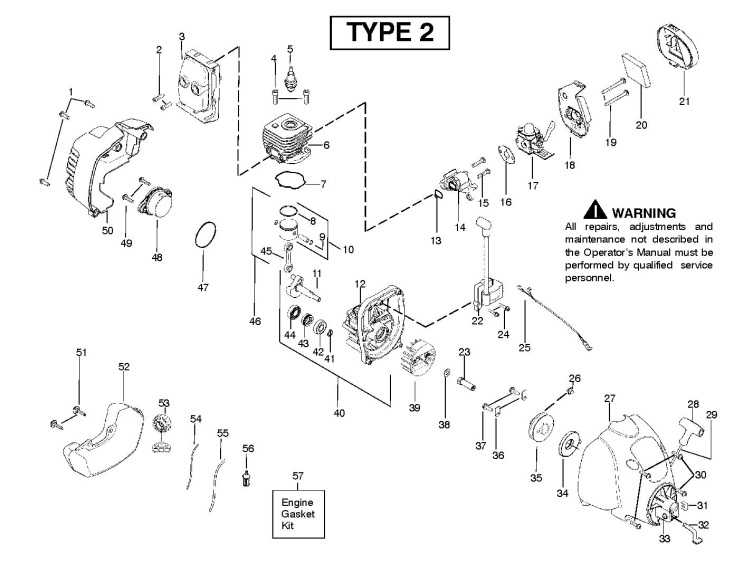Partner Colibri II S (952715744) Trimmer ENGINE Spare Parts Diagram