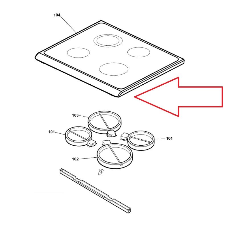 Hotpoint Oven Ceramic Hob Assembly Silver - Part Number C00281435